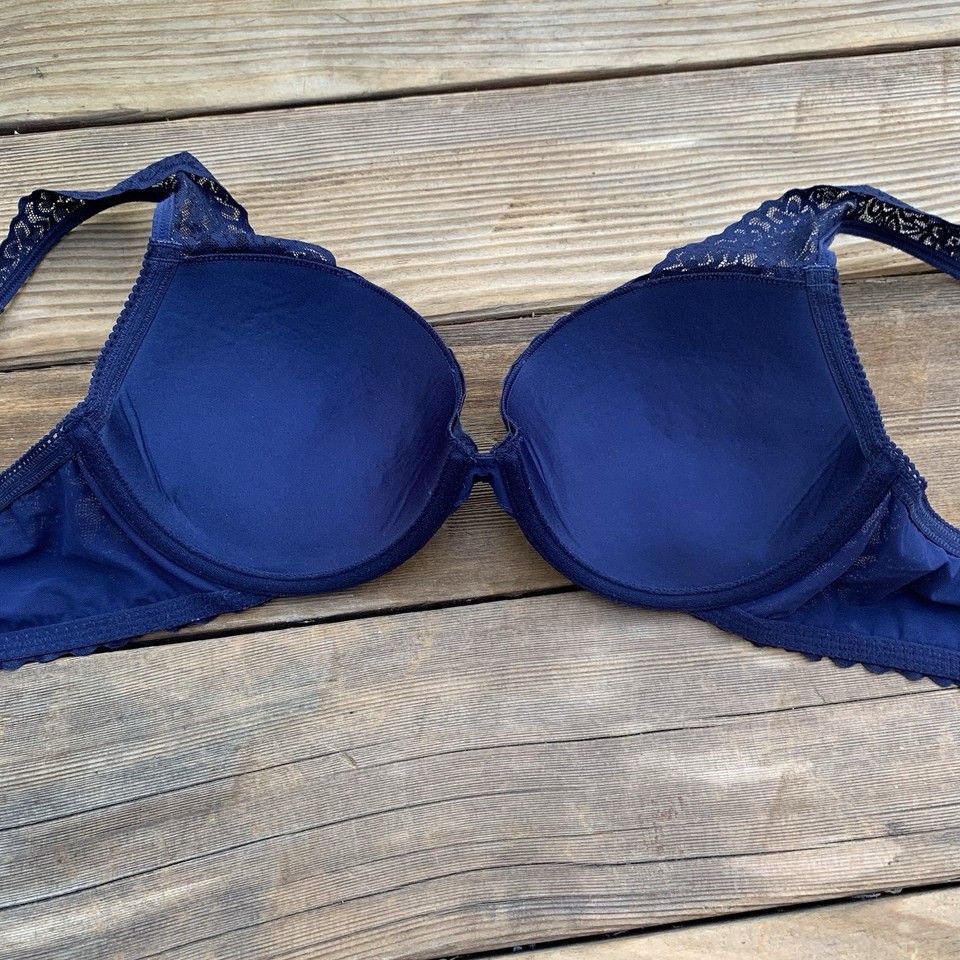 Aerie Navy Blue Push Up Bra 34D Lace Underwire | eBay