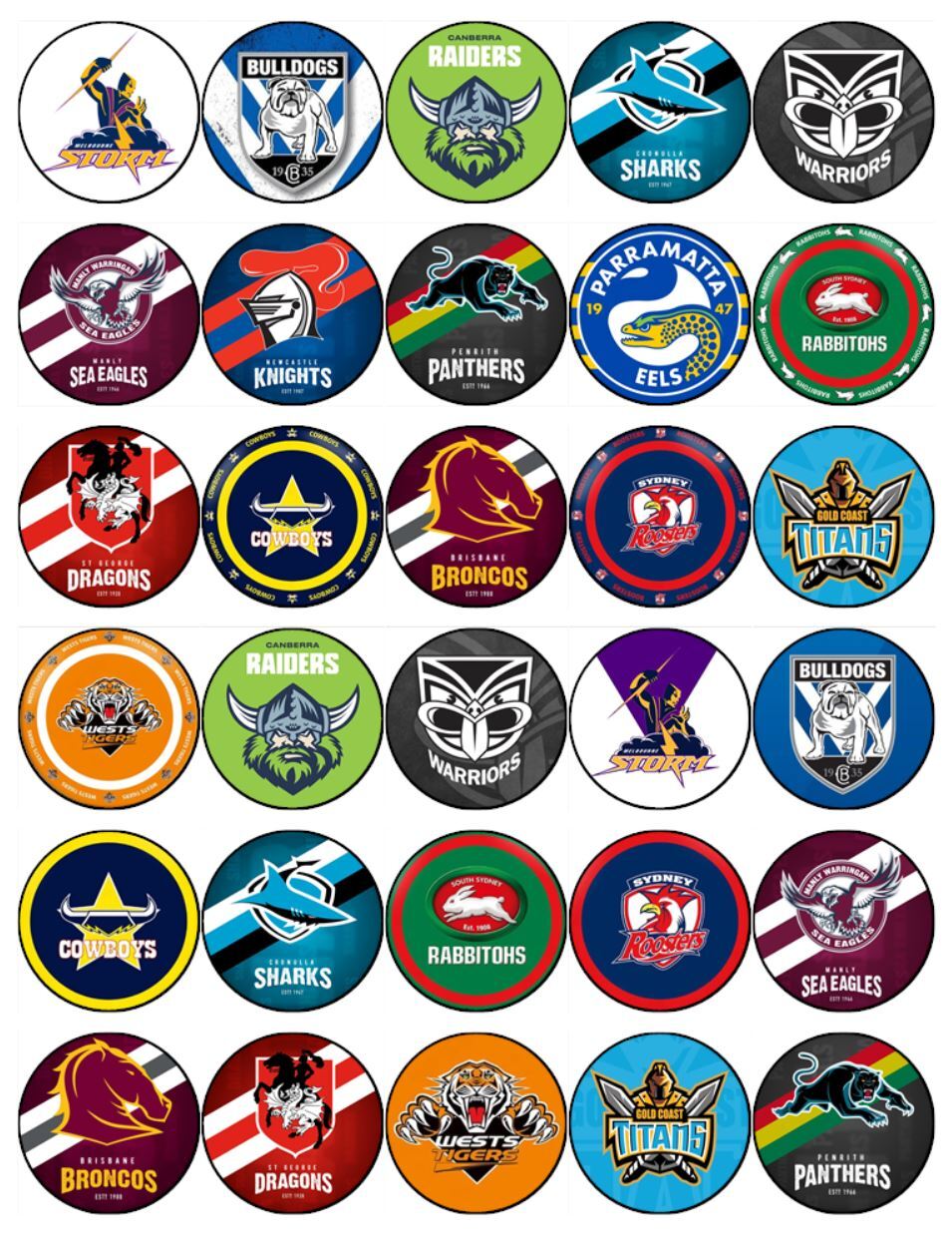 Rugby NRL Teams Cupcake Toppers Edible Icing Sports Cake Decorations ...
