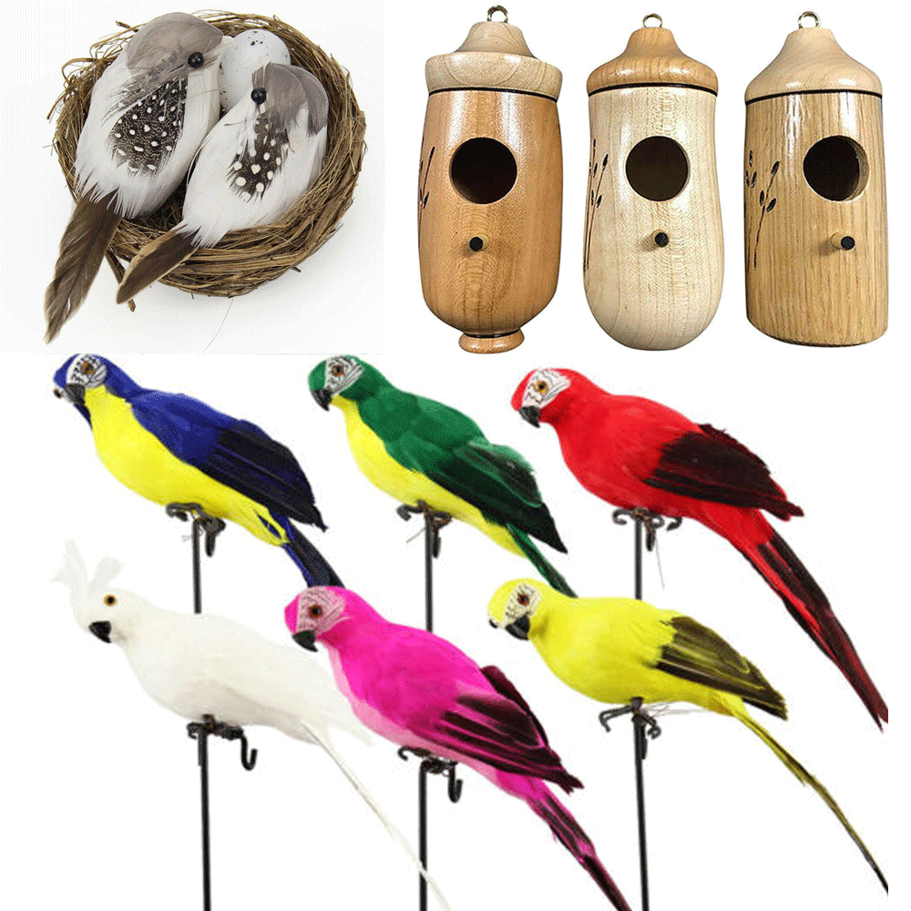 Artificial Parrot Simulation Fake Bird Bird Nest Handmade Garden Lawn ...