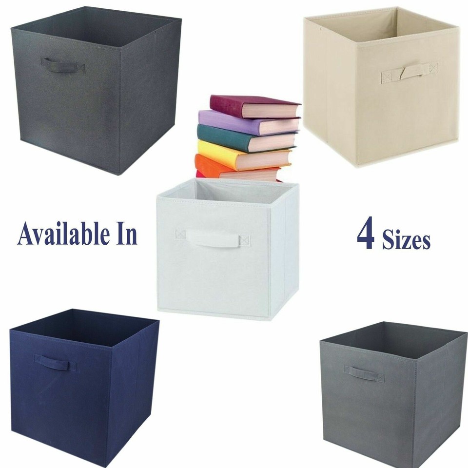 FOLDABLE SQUARE STORAGE COLAPSIBLE FOLDING BOX CLOTHES ORGANIZER FABRIC ...