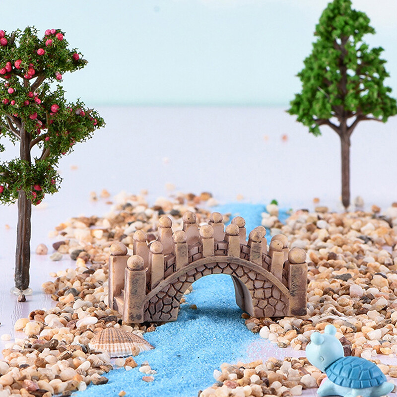 Mini stone bridge resin micro landscape statue decoration resin ...
