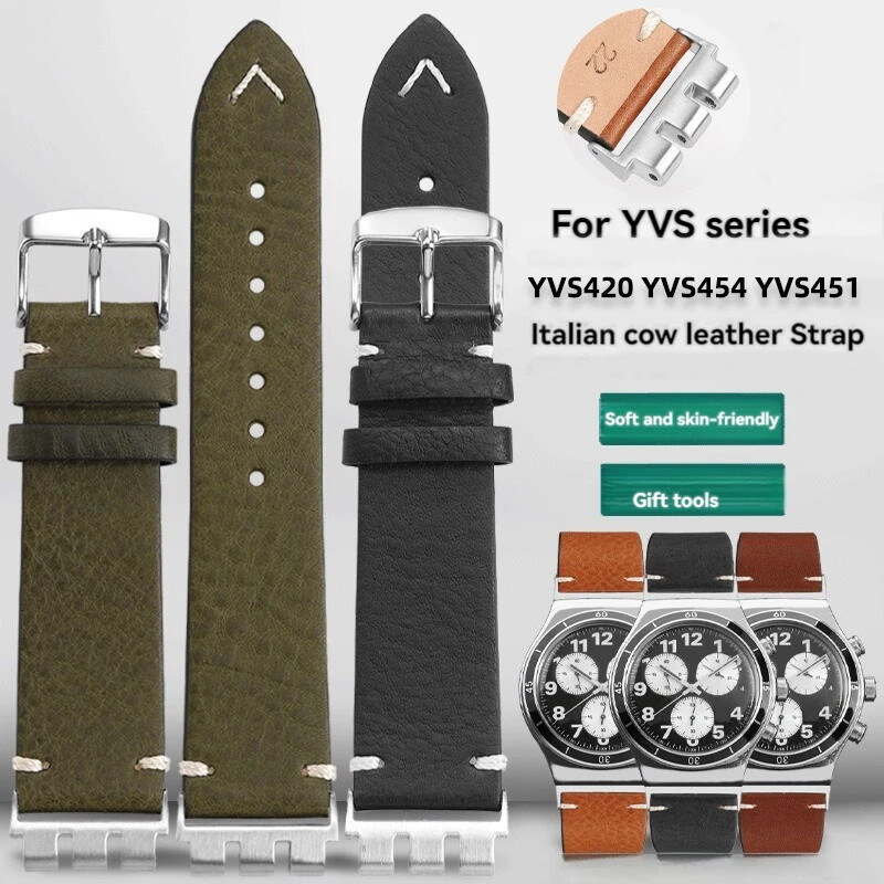 Italian Cowhide Watch Strap for Swatch YVS420 YVS454 YVS451 21mm ...