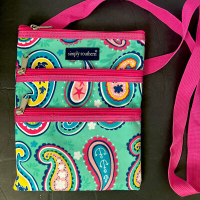 SIMPLY SOUTHERN Pink Paisley Crossbody Bag Purse Zipper Adjustable ...