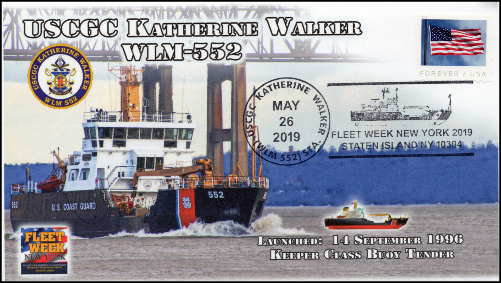19-122, 2019, USCGC Katherine Walker, Pictorial Postmark, New York Fleet Week, E | eBay