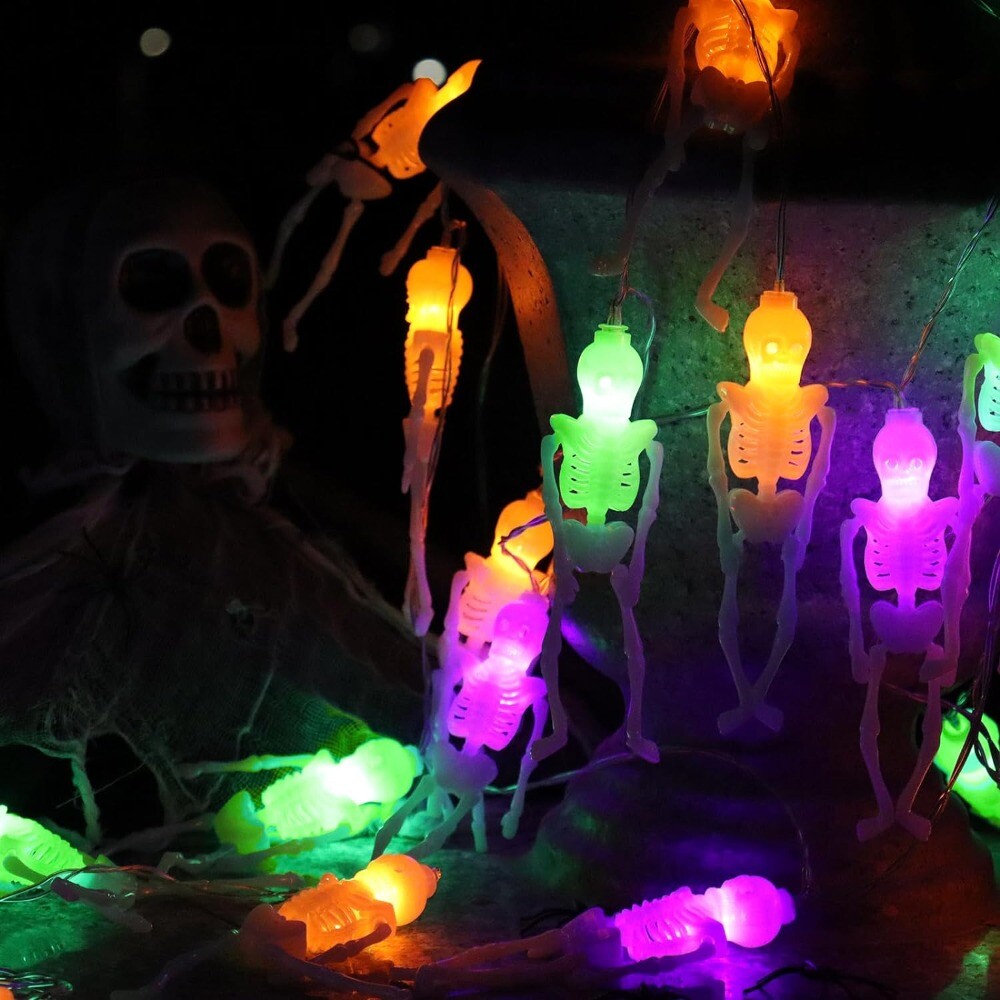 3D Skeleton Lantern String 8 Mode Timers LED Colored Lights Garden | eBay