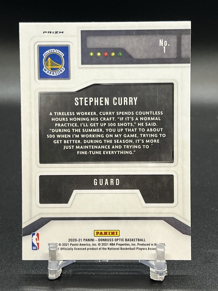Steph Curry Purple Prizm T-Minus 3 2 1 Holo 2020-21 Donruss Optic SP #1 ...