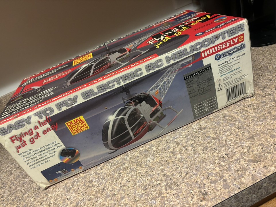 VINTAGE Rc Megatech Helicopter Original Box Tested Works Nitro Electric ...