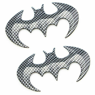 2x NEW METAL CARBON FIBER PATTERN 3D Batman Emblem Rear Bat Badge ...