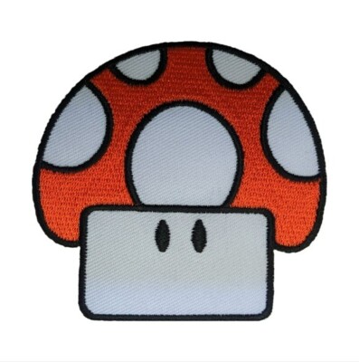 Cartoon Orange Mushroom Iron on Patch Super Mario Game 7.5×7.2×0.1cm(2 ...