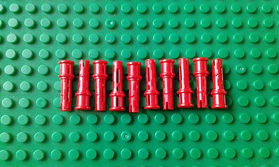 10 x NEW LEGO TECHNIC PIN 3L WITH FRICTION RIDGES & STOP BUSH RED No ...