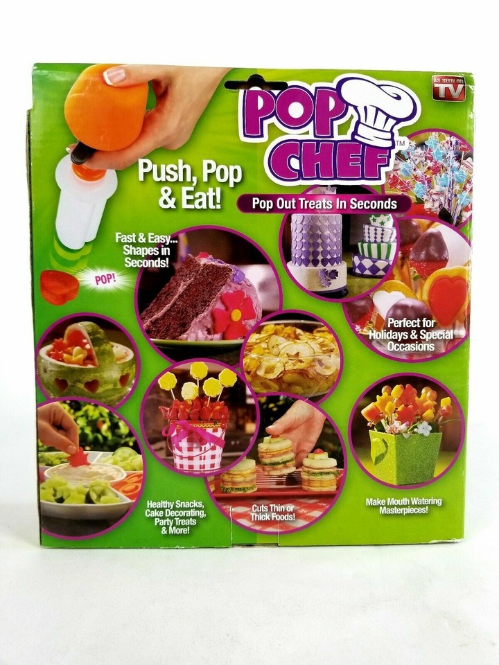 POP CHEF PUSH POP EAT VEGETABLE FRUIT SALAD SHAPE CUTTER SLICER 10 ...