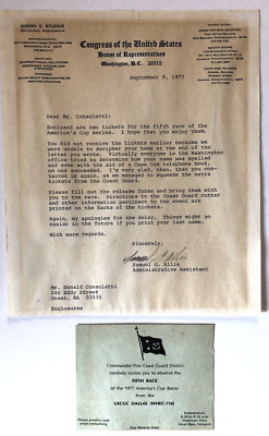YACHT RACING 1977 Americas Cup Race Invitation + Letter Office of Gerry ...