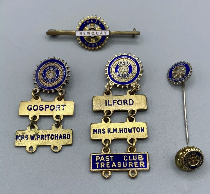 Vintage Enamel Rotary International Pin Badges & Award Including Inner ...
