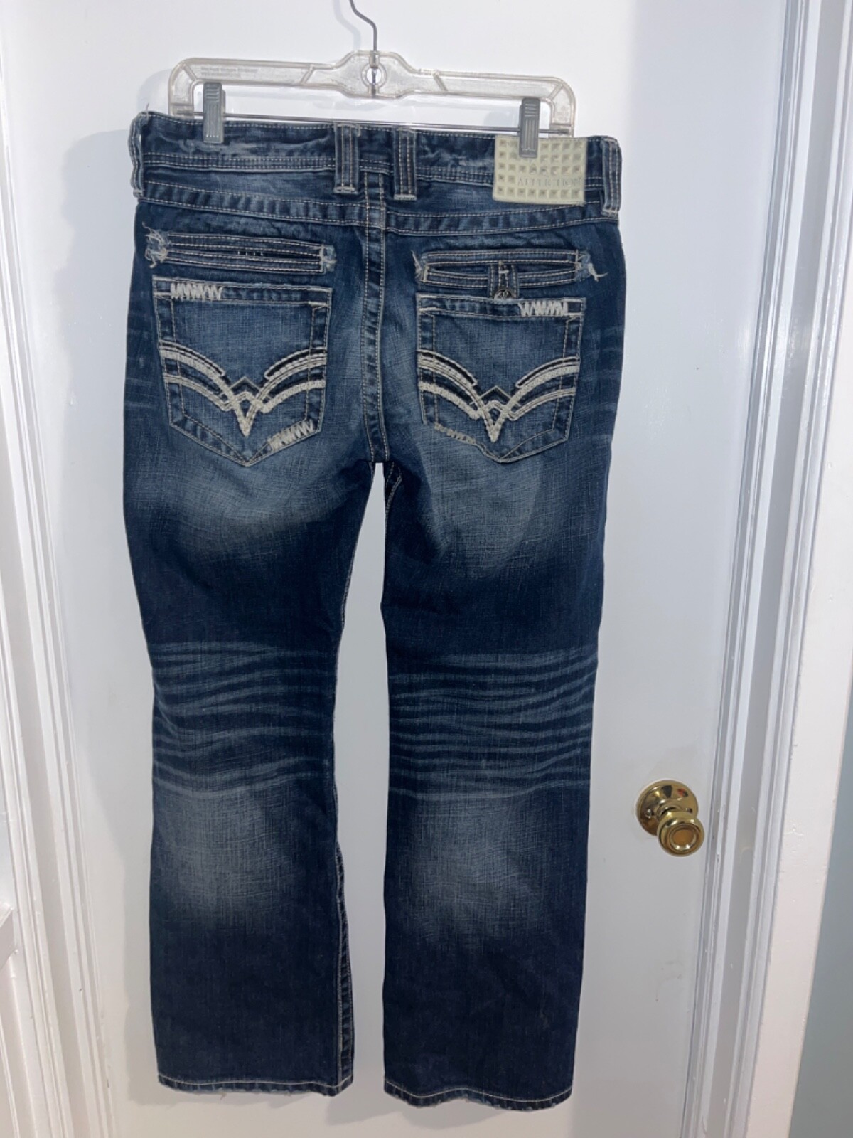 Affliction Jeans Mens Distressed Blue Cooper Relaxed Boot Black Premium ...