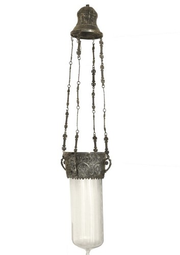 A Silver & Glass Moroccan Ner Tamid (Eternal Light) Dated 1929. Jewish ...
