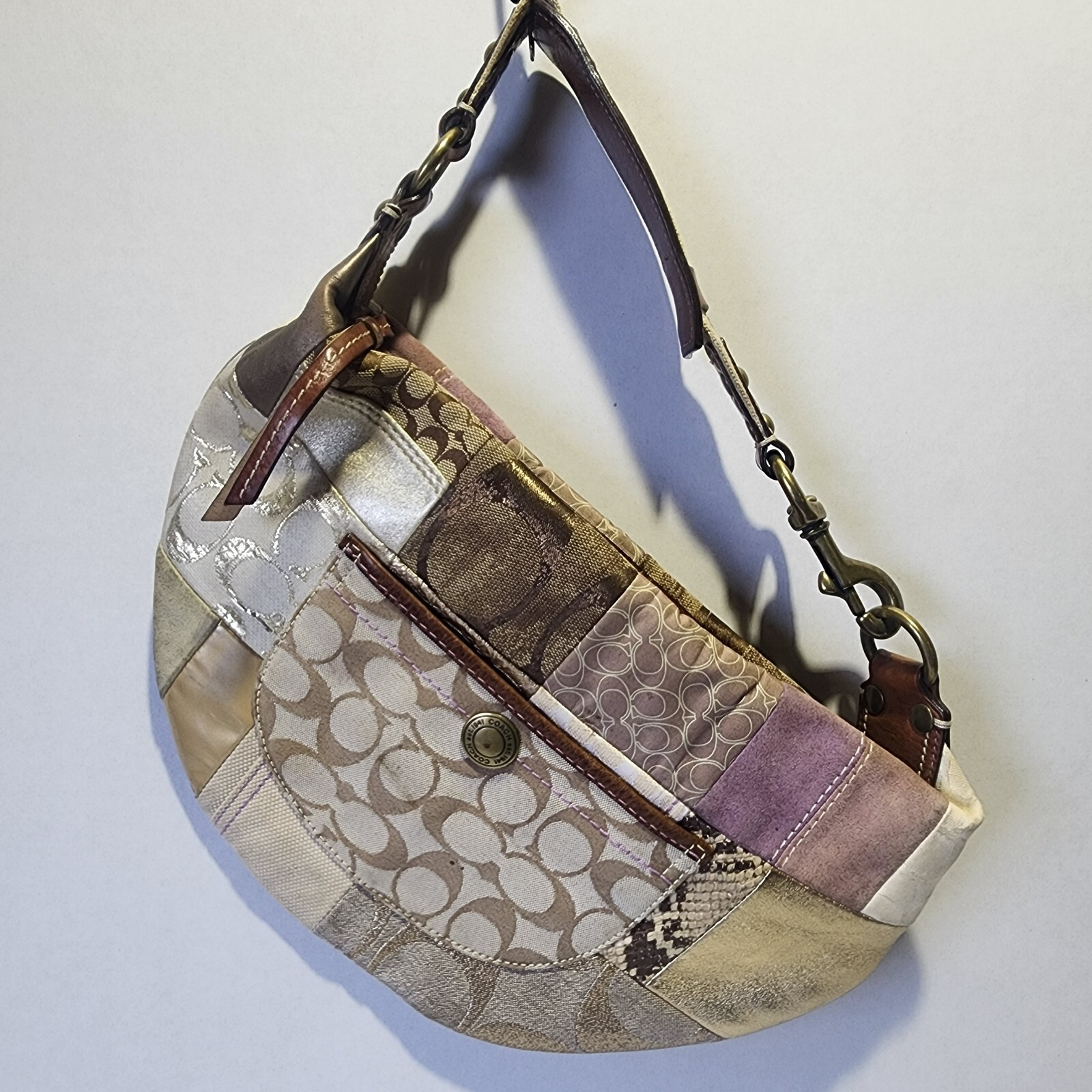 Vintage Coach Signature Patchwork Shoulder Bag Hand B… - Gem
