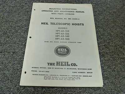Heil HPT63120 & HPT63130 Telescopic Hoist Parts Catalog & Owner ...