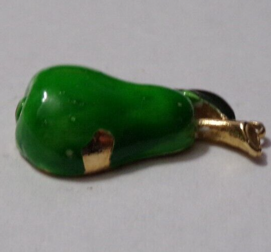Vintage Green Enamel & Gold Tone Pear Pendant | eBay