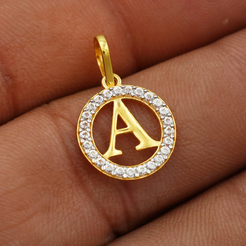 A To Z letter Locket Pendant Alphabet A initials Name Zircon Gems Gold ...