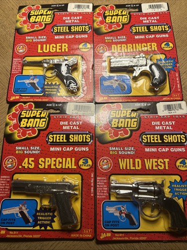Collection Of 4 Super Bang Die cast metal Steel Shots Mini Cap Guns ...