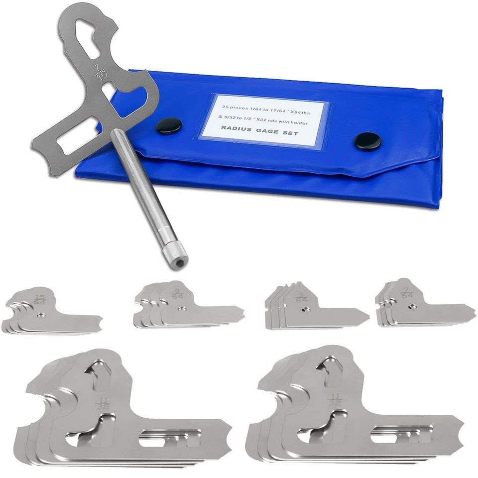 Industrial Tools 25PCS 3602-5021 Radius Gage Set 1/64''-1/2'' Gauges ...