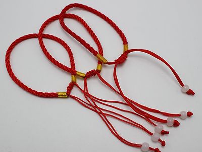 100 Braided Lucky Red String Rope Cord Jude Beaded Adjustable Bracelet ...