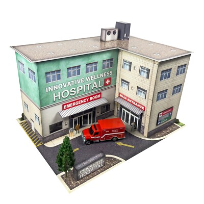1/64 Slot Car HO Hospital Photo Real Kit Model Diorama Scenery Track ...