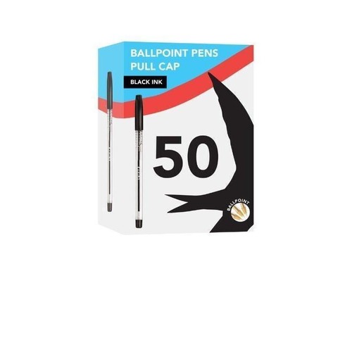 50 Ball Point Pens Black or Blue Ink Medium point Smooth Biros Office ...
