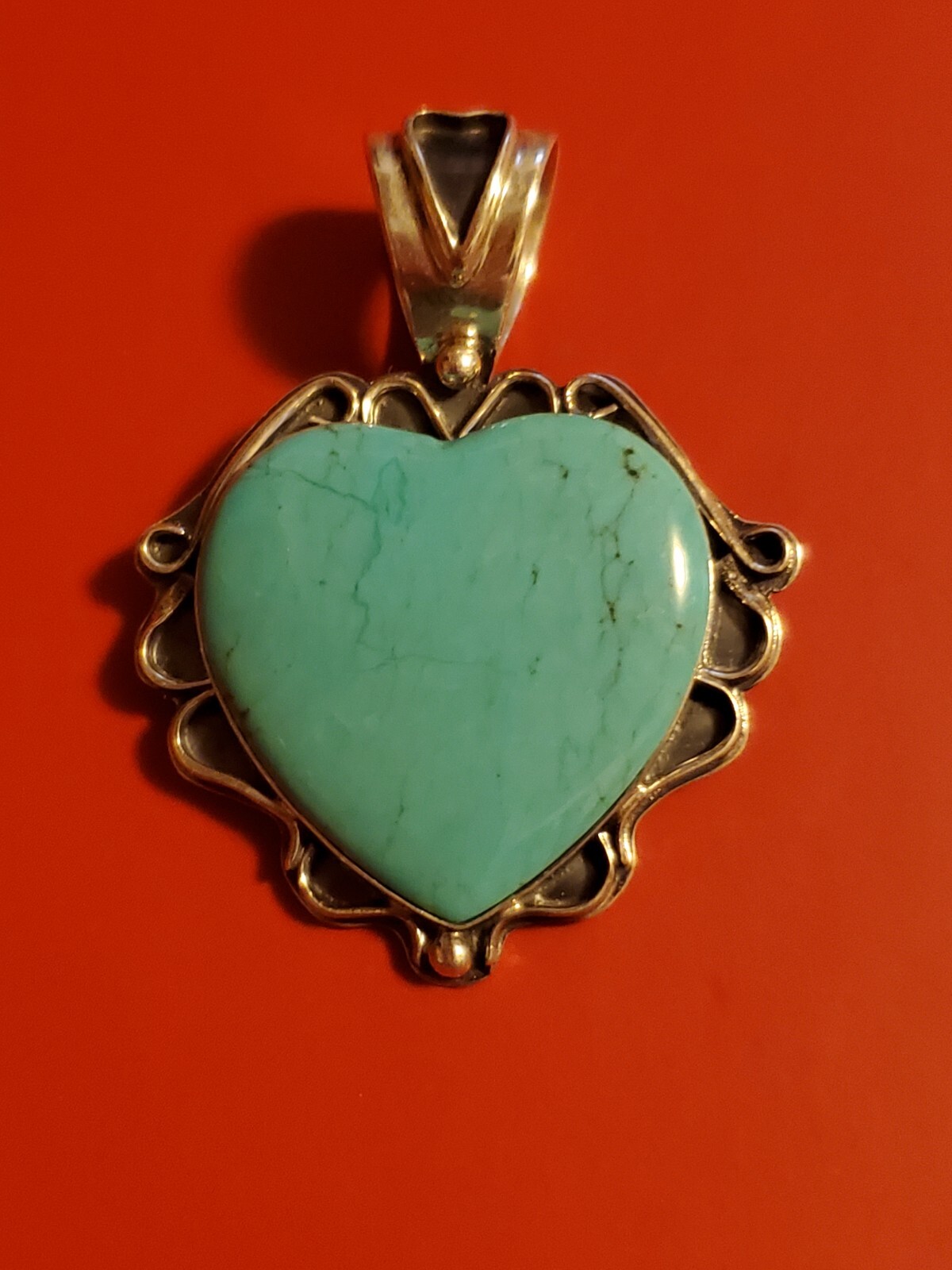 Jay King Sterling Turquoise Heart With Scroll Border … - Gem