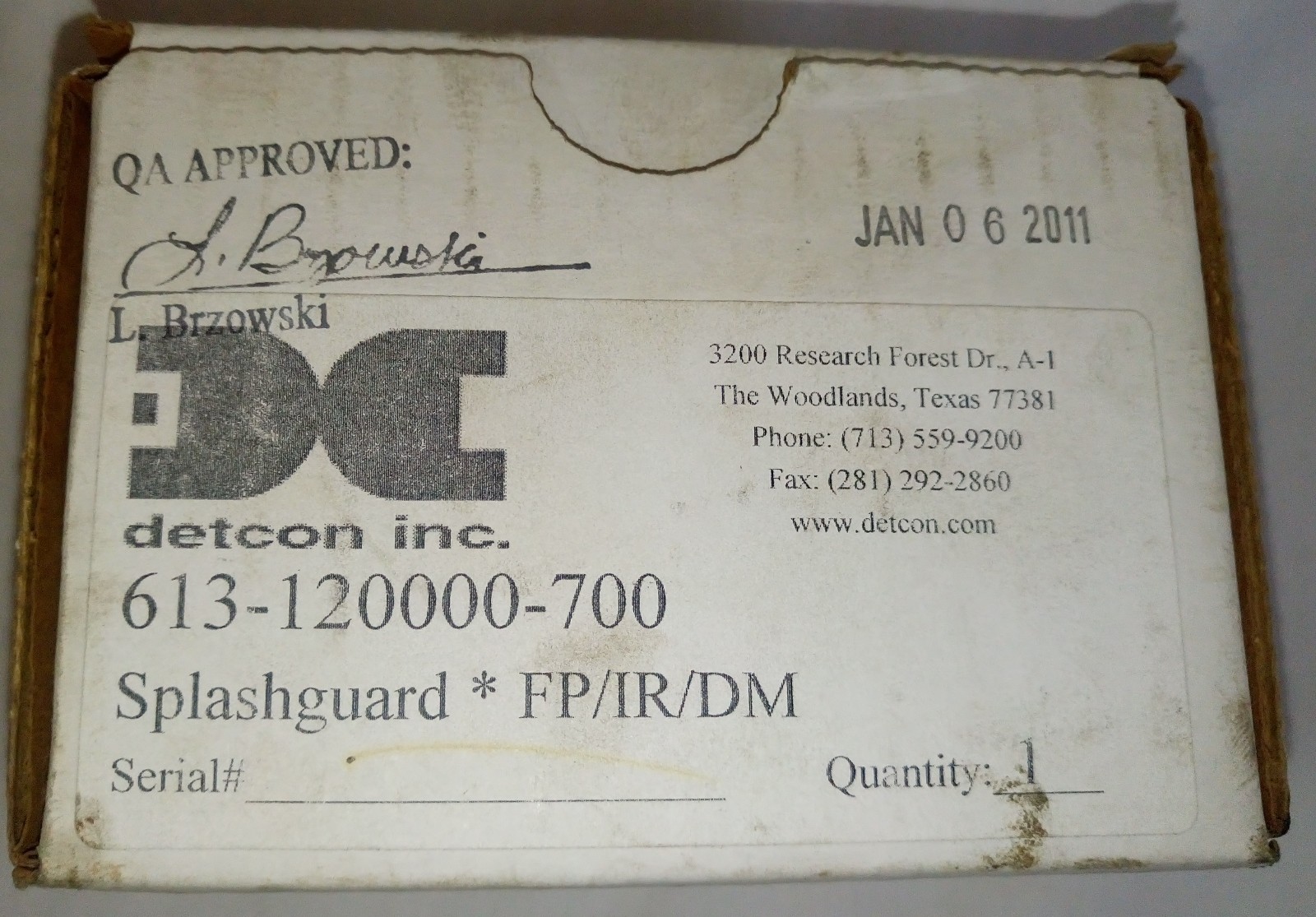 Detcon PN 613-120000-700 700 Series Splash Guard FP/IR/DM | eBay