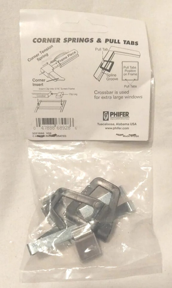 Phifer CORNER SPRINGS/PULL TABS for 5/16" screen frame | eBay