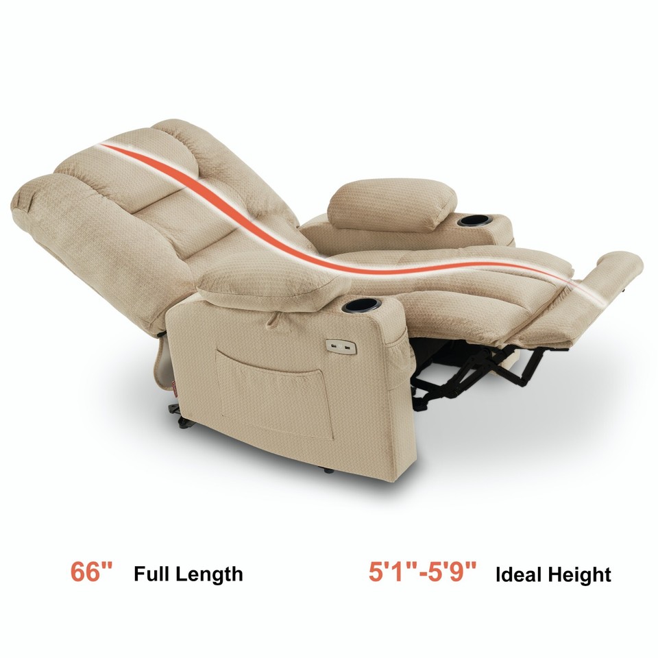 Mcombo Power Recliner Sofa Chair with Heat & Massage, USB for Living ...