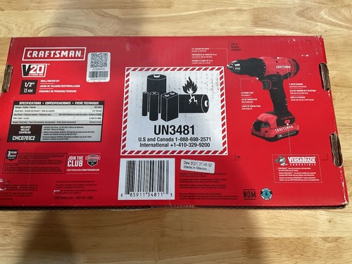 Craftsman 1/2 20 V Driver Drill Includes 2 Batteries Charger CMCD701C2 ...