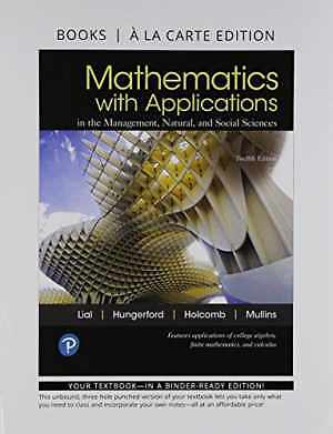 Mathematics with Applications - Loose Leaf, by Lial Margaret; Hungerford - New 9780134776378| eBay