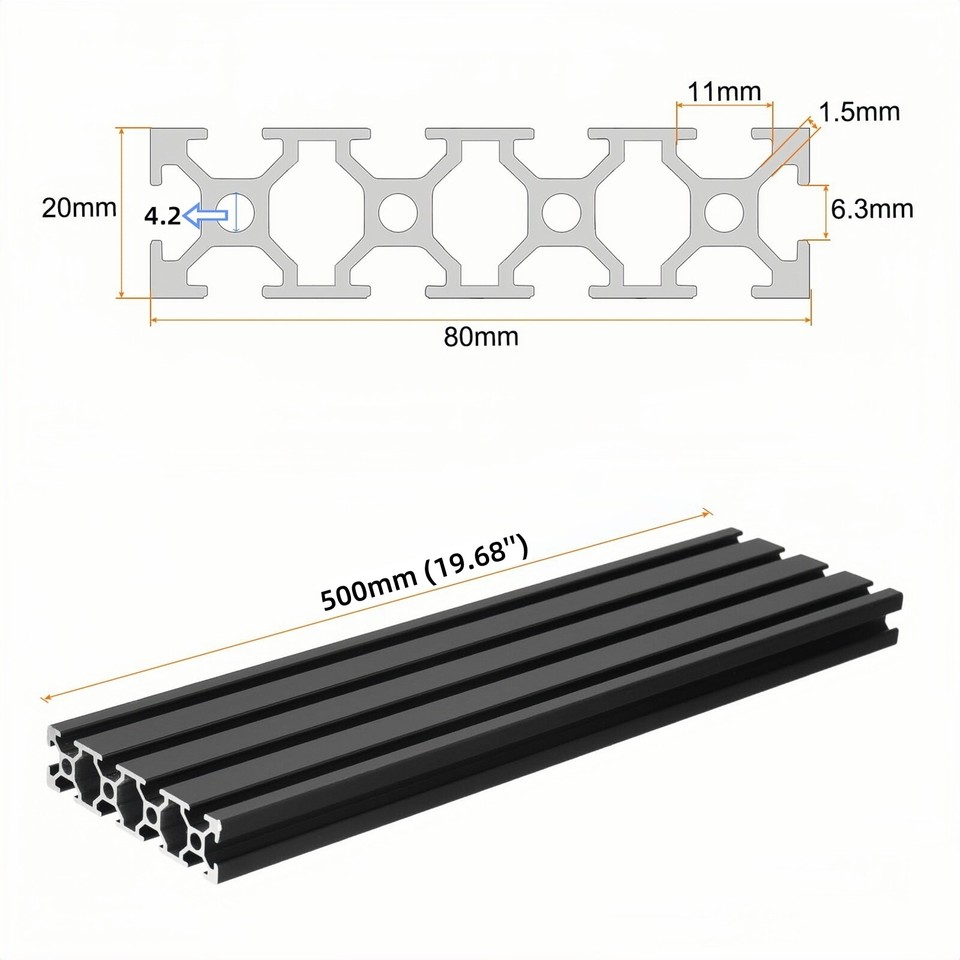 2080 T Slot Aluminum Extrusion EU Standard Linear Rail for CNC DIY 3D ...