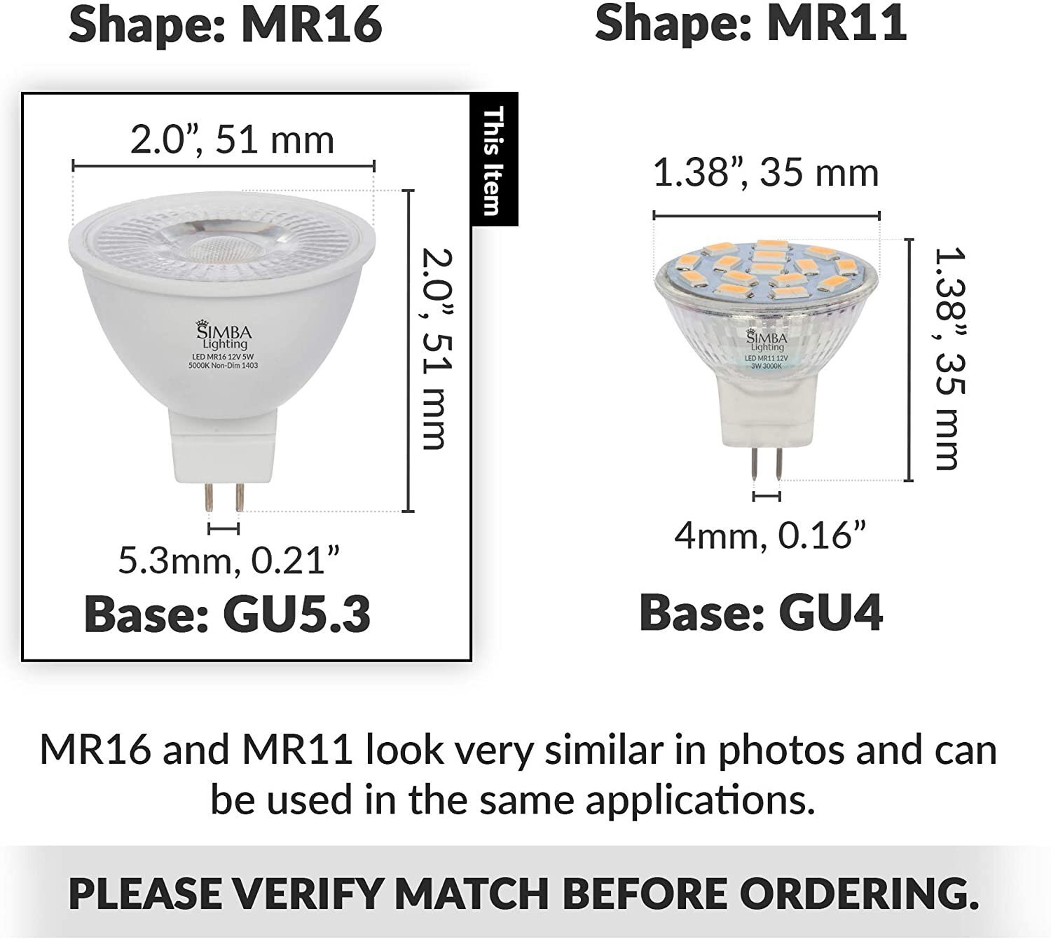 [6 Pack] LED MR16 5W 12V 35W 50W Halogen Replacement Bulbs GU5.3 Bi-Pin ...