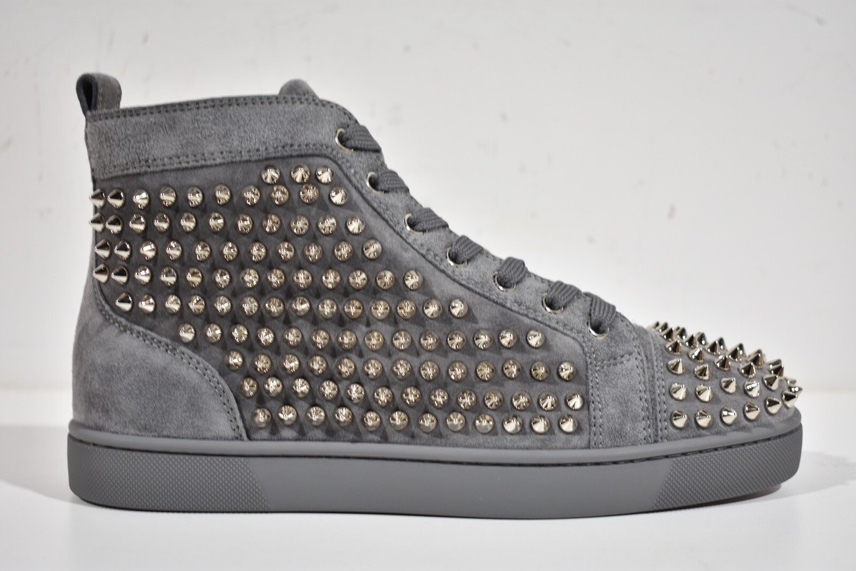 Christian Louboutin Men Louis Flat Shadow Grey Suede Spike Christian Louboutin Men Louis Flat Shadow Grey Suede Spike