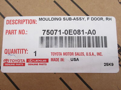Genuine OEM Toyota 75071-0E081-A0 Passenger Rocker Molding 2014-2019 ...