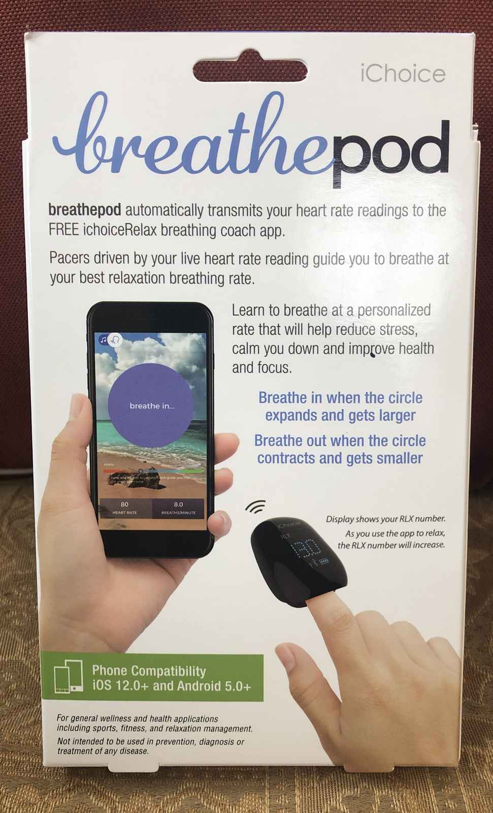 iChoice Bluetooth Breathepod - Smart Breathing Relaxation Coach - Pulse ...