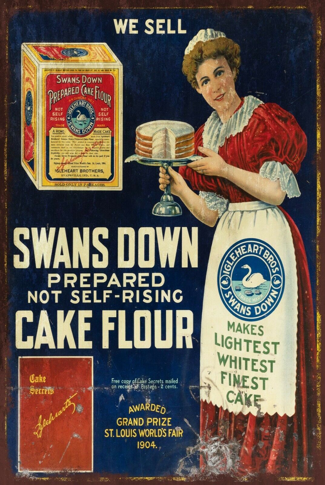 Swans Down Cake Flour Advert Vintage Retro style Metal Sign, kitchen ...