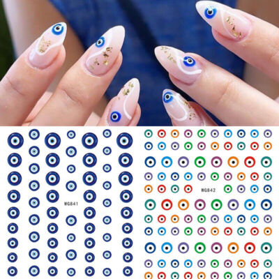 Nail Art Sticker Turkish Blue eye Hand of Fatima Nail Stickers Peel ...