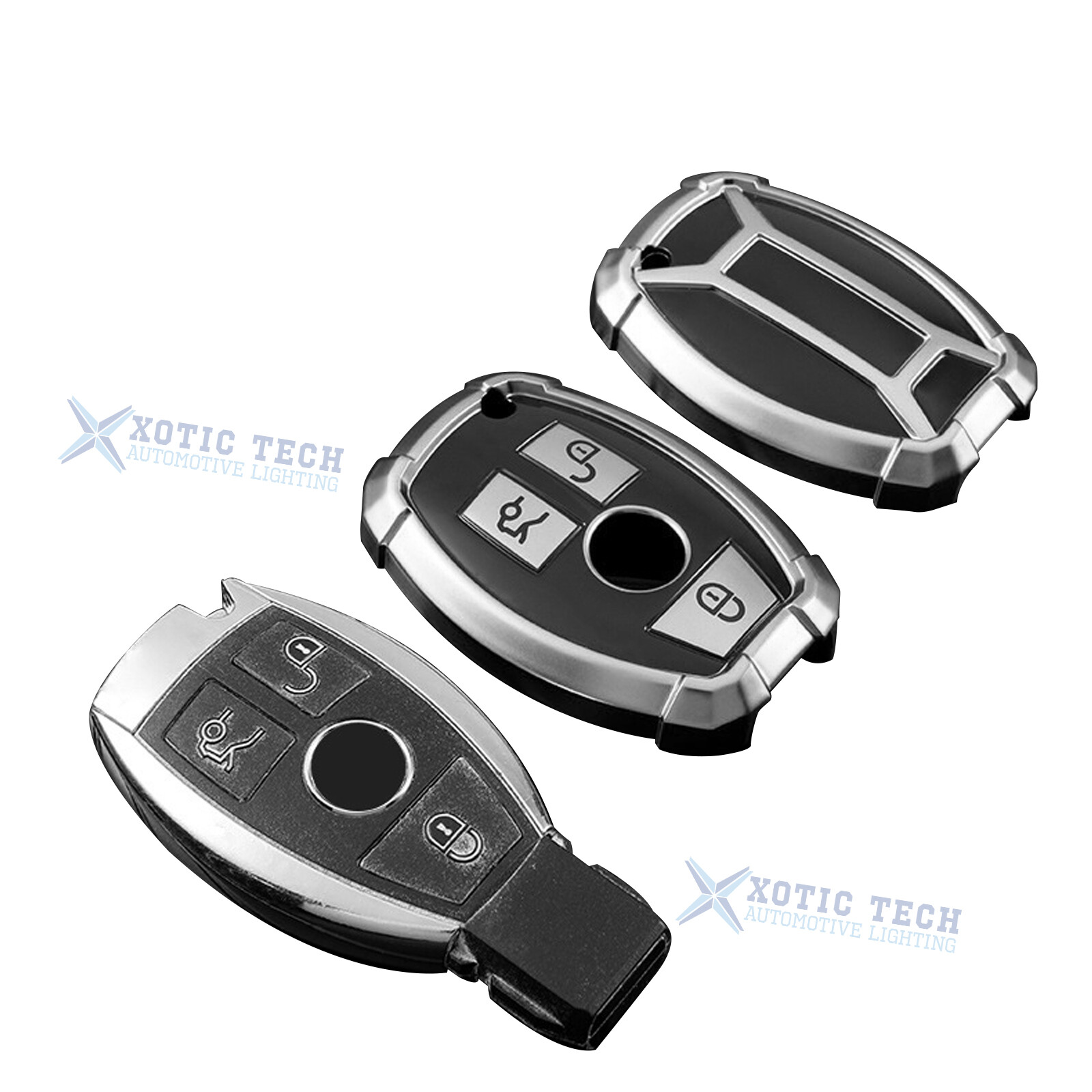 Full Covered Armor Silver TPU Remote Fob Key Cover Shell For Mercedes A ...