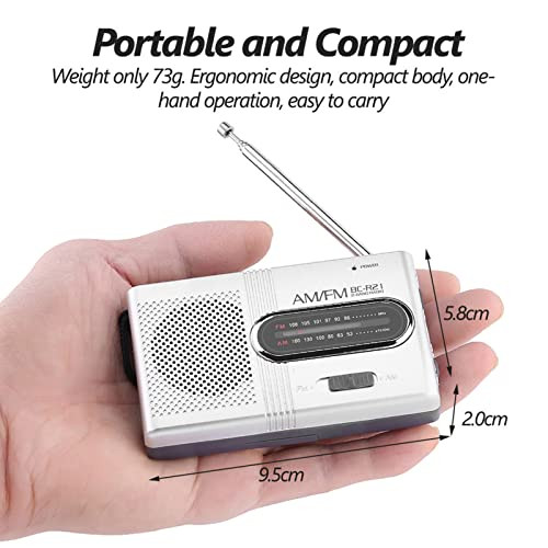 Portable AM FM Radio, Mini Stereo Pocket Radio Battery Operated Small ...