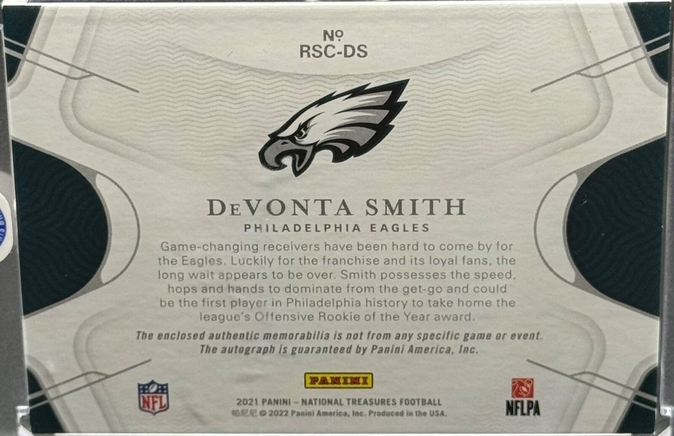 2021 Panini National Treasures Devonta Smith NFL Gear Football/Jersey ...