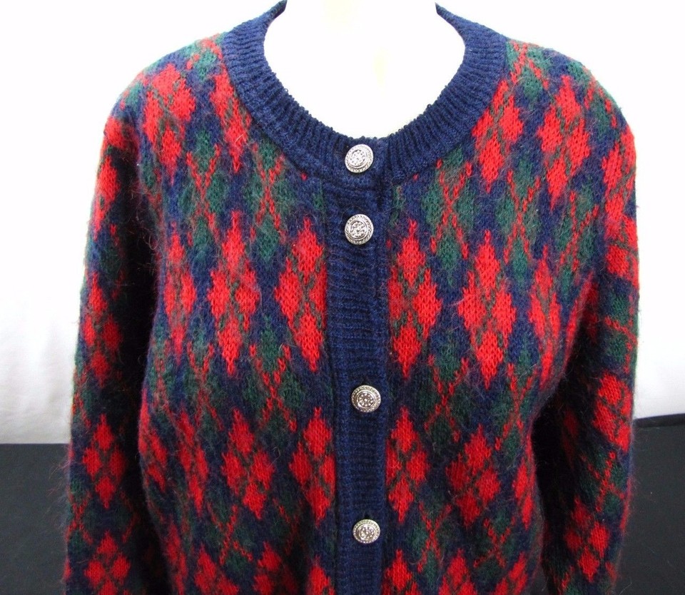 James Pringle Inverness Scottish Sweater Mohair Blend Argyle Knit ...