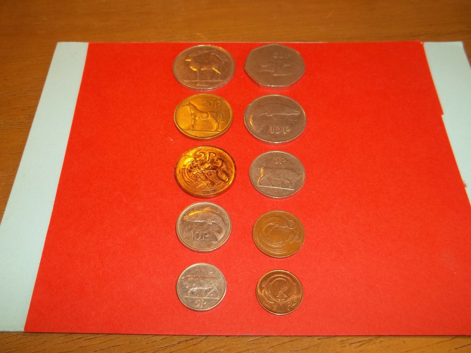 COMPLETE SET OF 10 IRISH DECIMAL COINS - PUNT, 50p, 20p, 10p, 5p, 2p ...