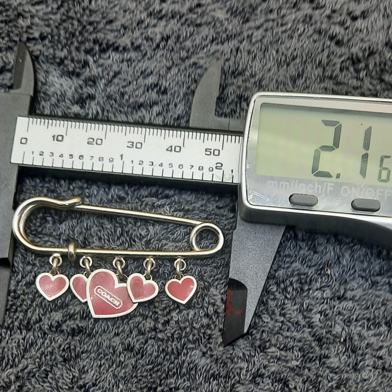 Vintage COACH Red Multi Heart Safety Kilt Pin Brooch … - Gem