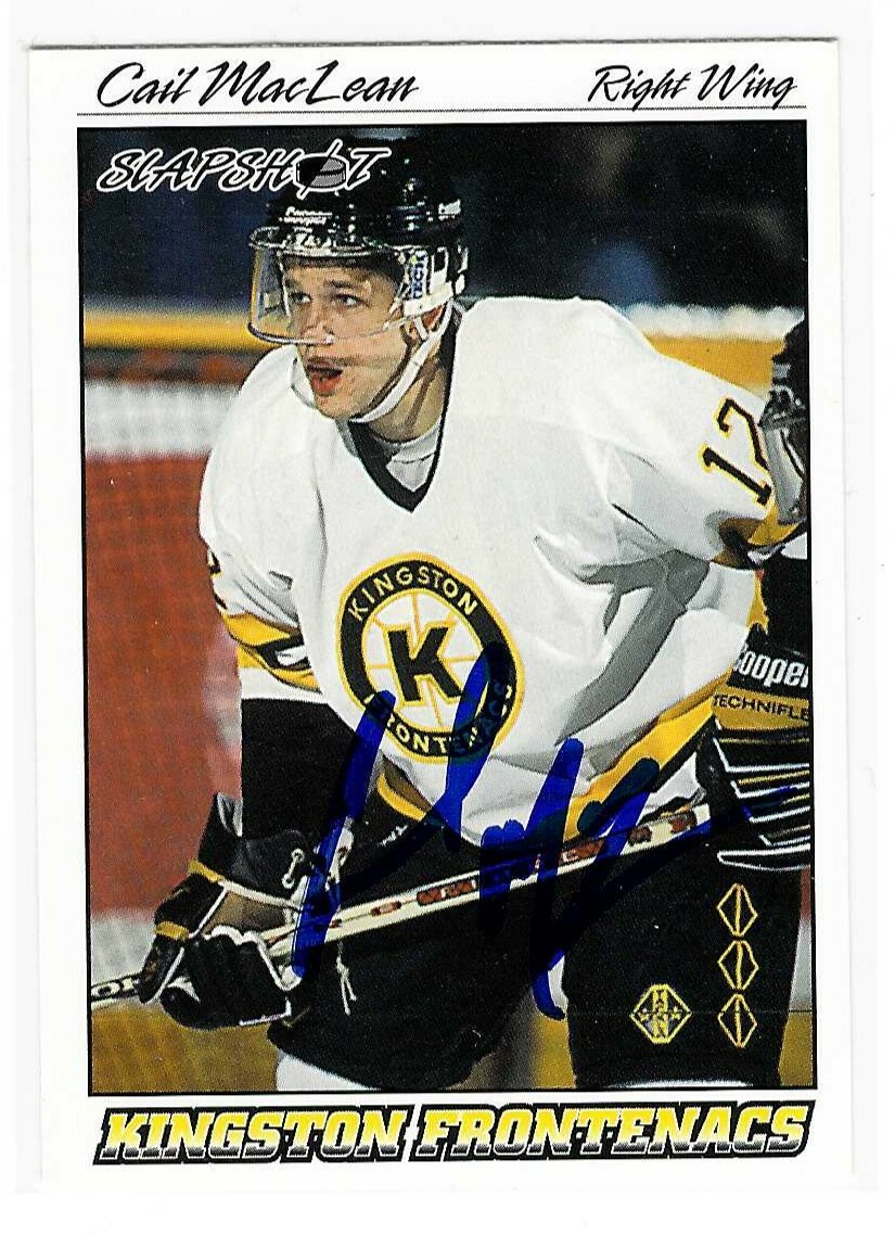 Cail MacLean Signed 1996/97 Kingston Frontenacs Team Issued Card #117 ...
