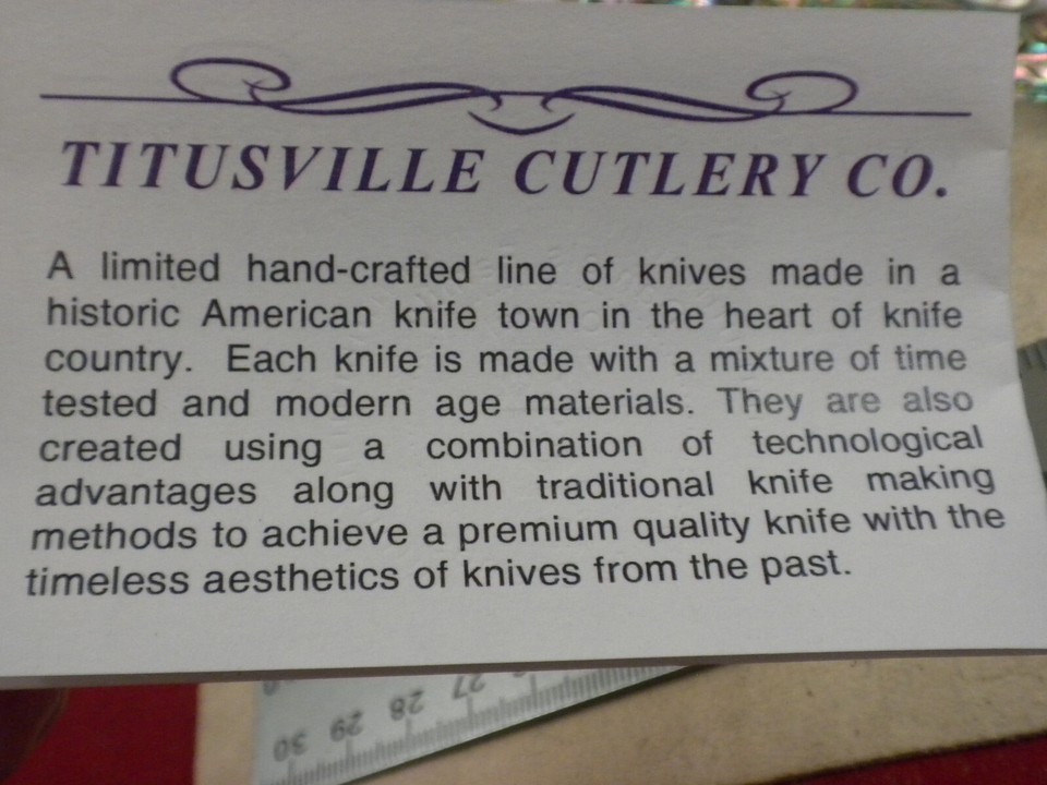 TITUSVILLE CUTLERY CO ROOSTER COMB KNIFE MINT IN ORIGINAL TUBE 1 OF 10 ...