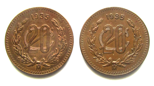 Mexico 1935 20 Centavos Bronze Set Contains 2 World Coins KM#437 | eBay